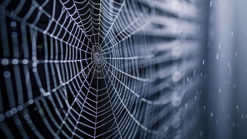 Server Under Attack: Minimalist Black Spider Weaving Grey Web Outline ...