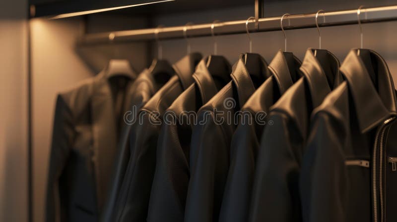 Minimalist Black Spring Wardrobe on a Clothing Rack, Elegant and ...