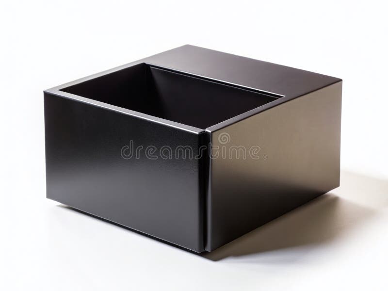Minimalist Black Square Box Open on White Background a Versatile Stock ...