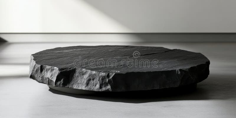 Minimalist Black Stone Platform with an Elegant, Uneven Texture ...