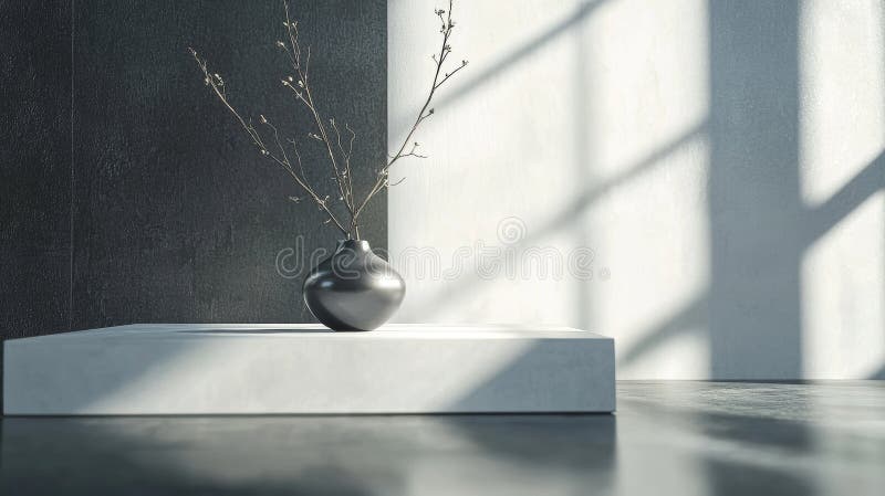 Minimalist Black Vase with Dry Branches in Natural Light Stock Image ...