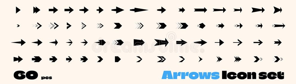 Minimalist Black Vector Icon Arrows. Double Arrows and Thick Pointers ...
