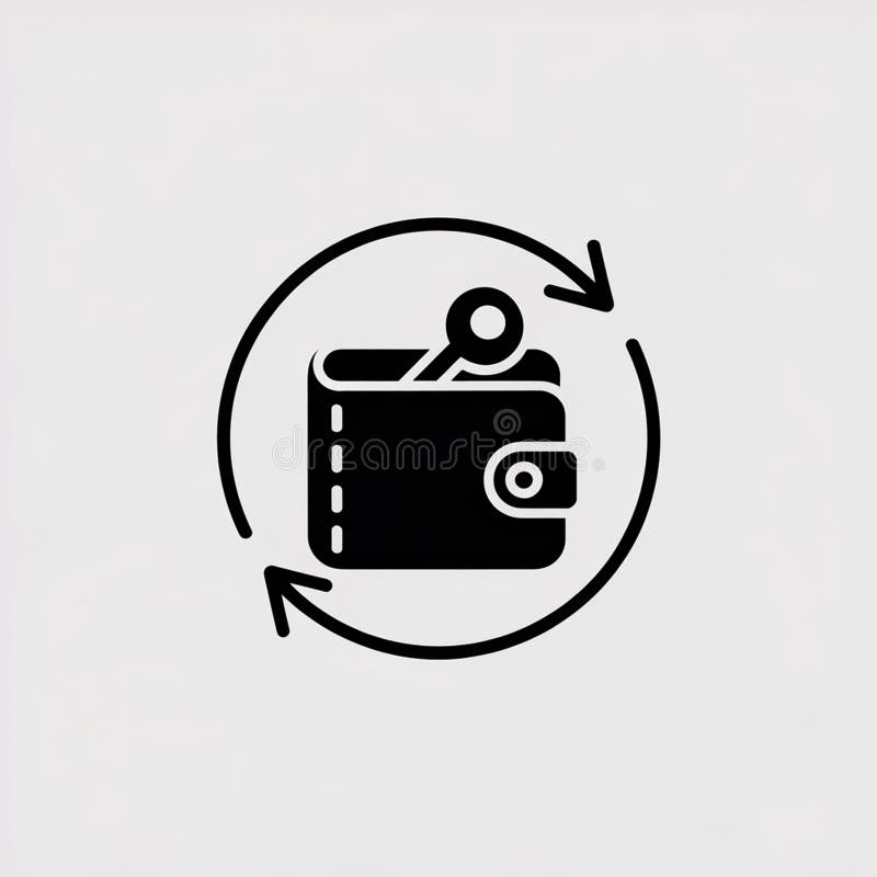 Minimalist Black Vector Icon of a Closed Wallet with a Key Inside ...