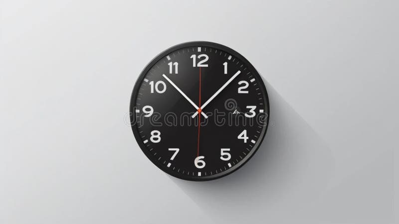 Minimalist Black Wall Clock with Subtle Shadow Stock Photo - Image of ...