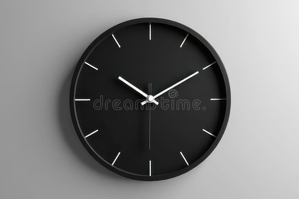 Minimalist Black Wall Clock on White Background Stock Illustration ...