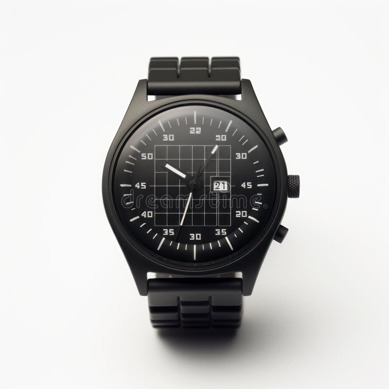 Minimalist Black Watch on White Background with Modular Constructivism ...