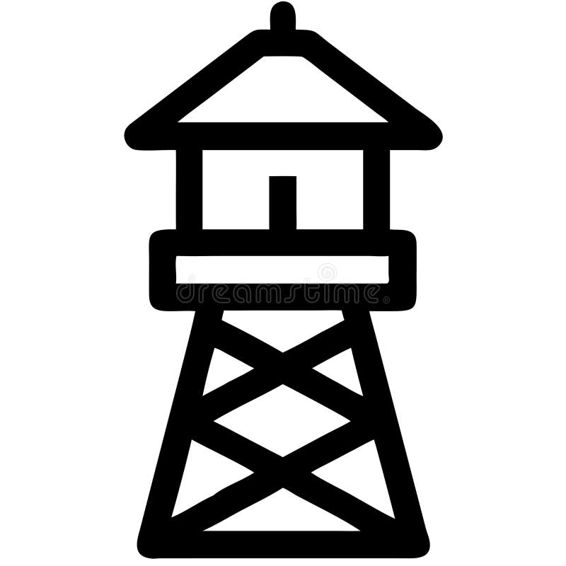 Minimalist Black Water Tower Outline Vector Illustration for Design ...
