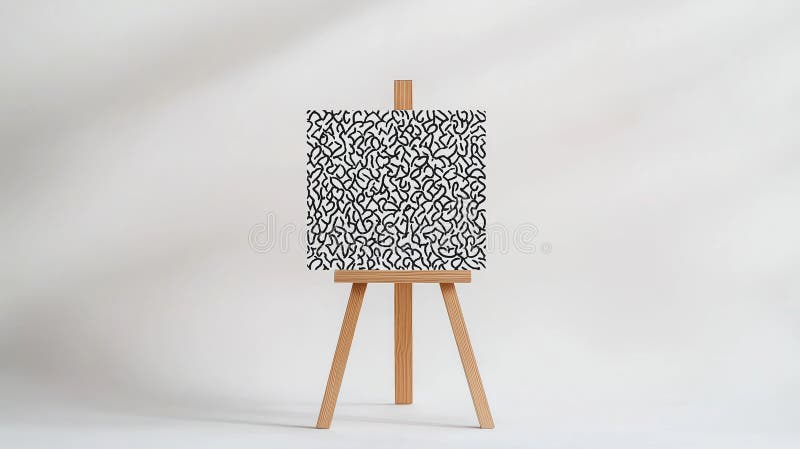 Minimalist Black and White Abstract Pattern Displayed on a Canvas on a ... Minimalist Black and White Abstract Pattern Displayed on a Canvas on a ...