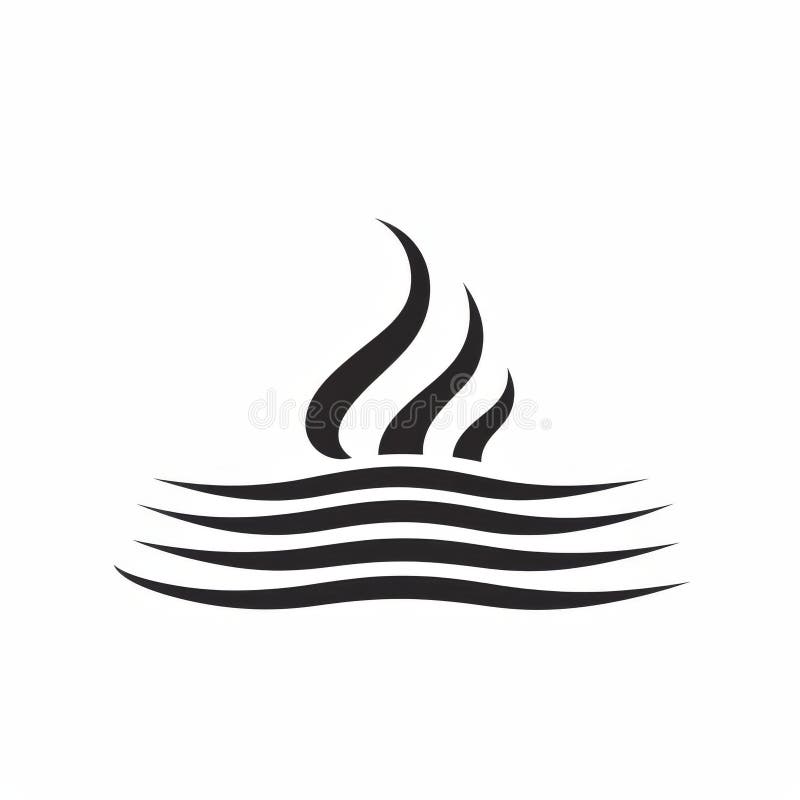 Minimalist Black and White Abstract Wave and Flame Design on White ...