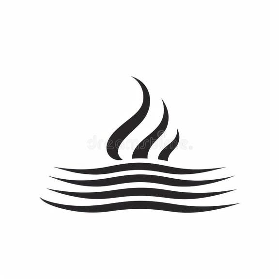 Minimalist Black and White Abstract Wave and Flame Design on White ...