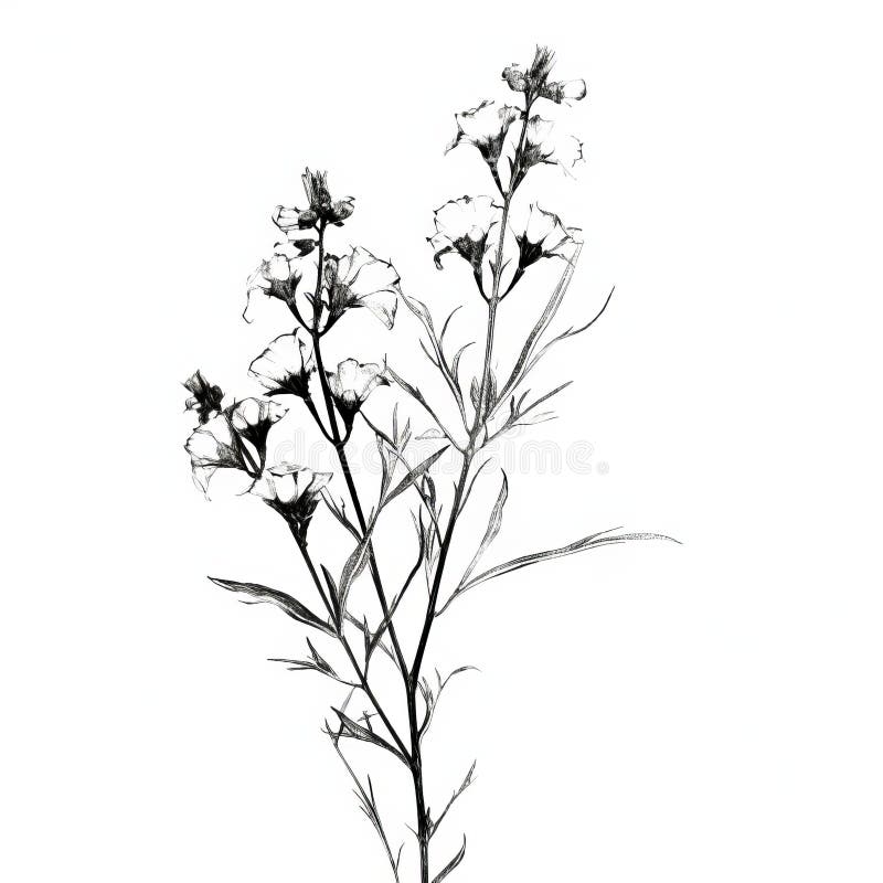 Minimalist Black and White Angular Flower Drawing in Prairiecore Style ...