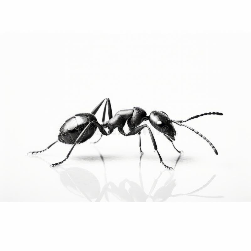 Minimalist Black and White Ant: Hyper-realistic Digital Art Stock ...