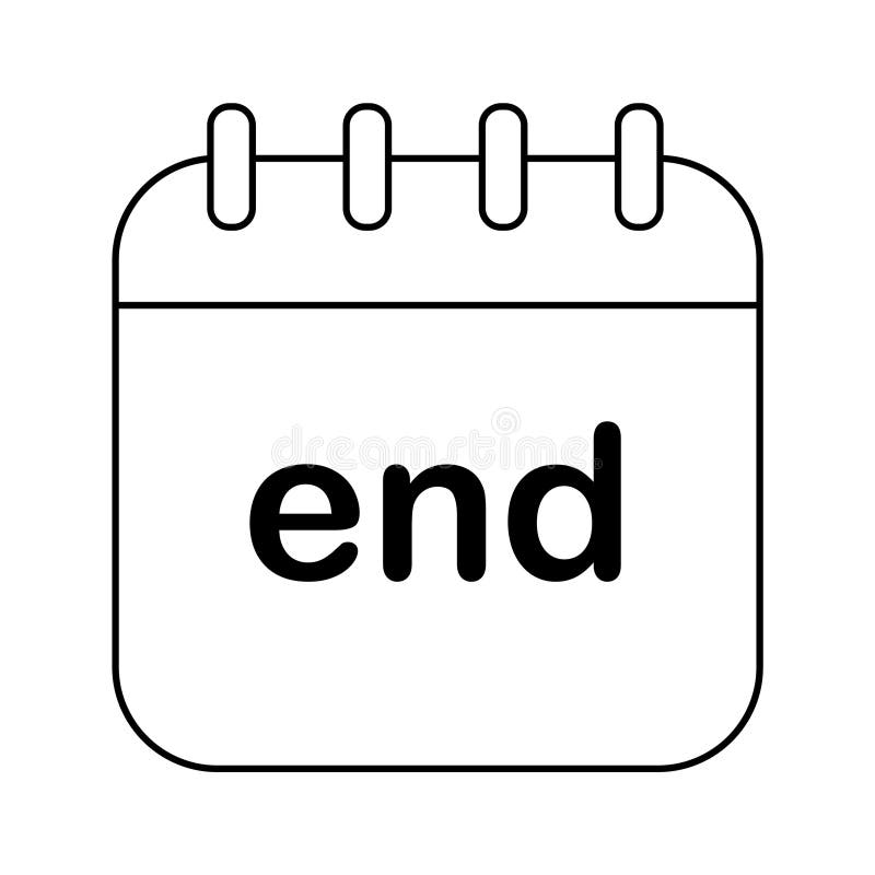 Minimalist Black and White Calendar Icon with End Text for Deadline and ...