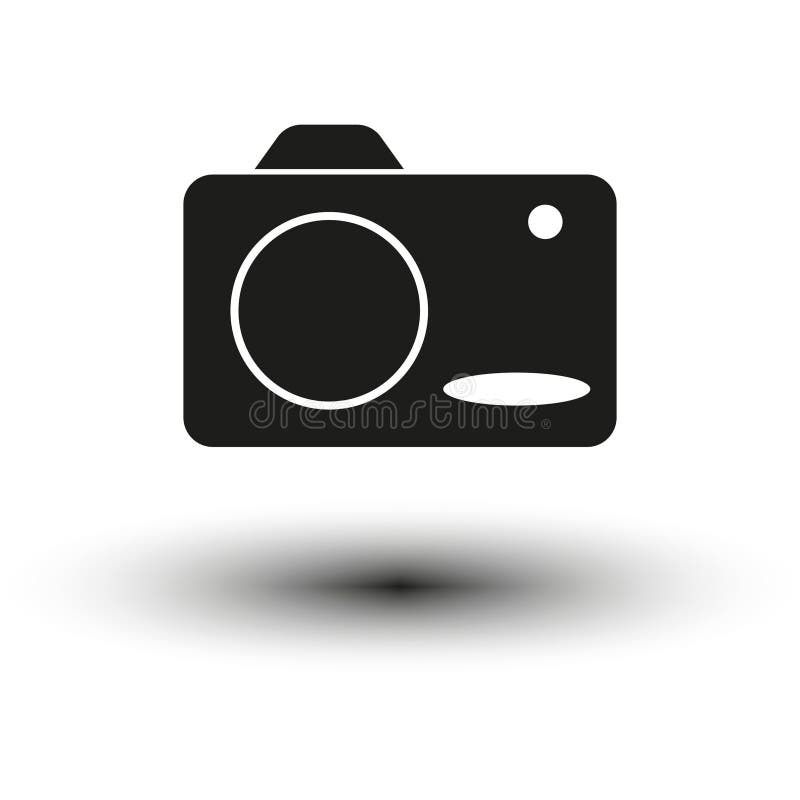 Minimalist Black and White Camera Icon with Shadow Effect. Stock Vector ...