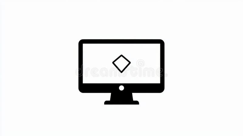 Minimalist Black and White Computer Icon with Diamond Shape on Screen ...