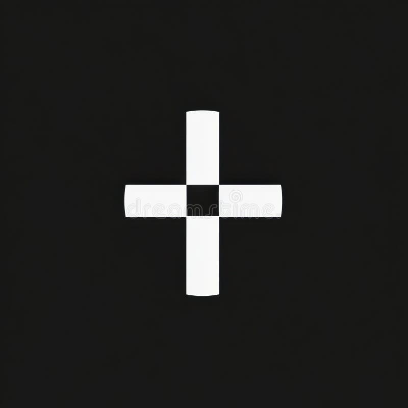 Minimalist Black and White Design Featuring a Plus Symbol on a Solid ...