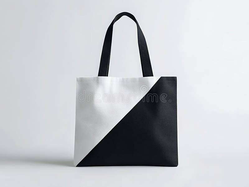 Minimalist Black and White Diagonal Split Tote Bag Stock Illustration ...