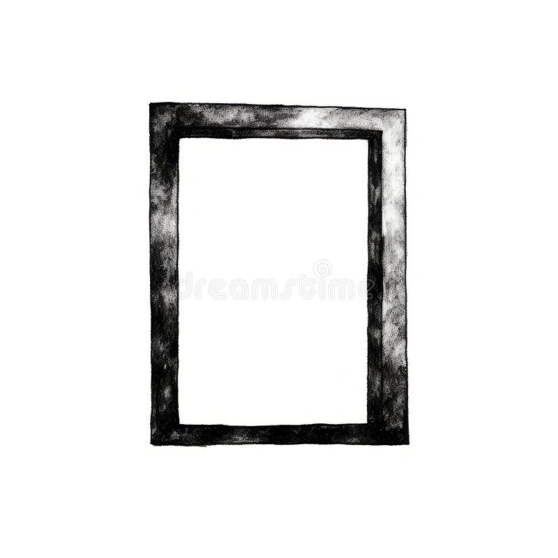 Minimalist Black and White Drawing of Rusty Rectangular Frame Stock ...