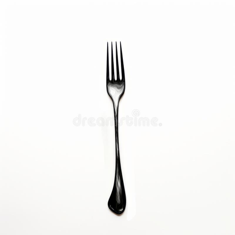 Minimalist Black and White Fork Art with Distorted Perspective Stock ...
