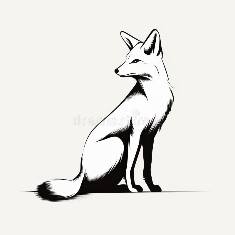 Minimalist Black and White Fox Illustration with Vibrant Use of Light ...