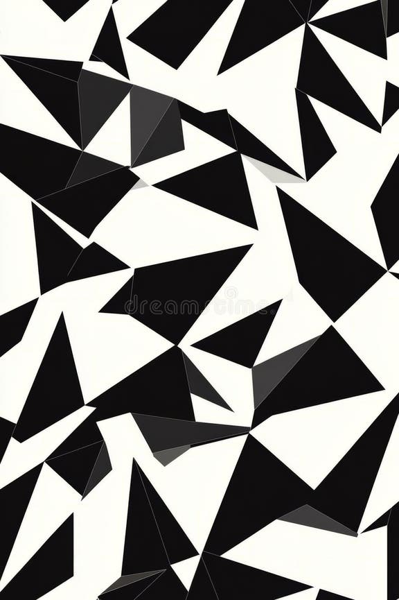 A Minimalist Black and White Geometric Design Composed of Interlocking Triangles, Creating an ...