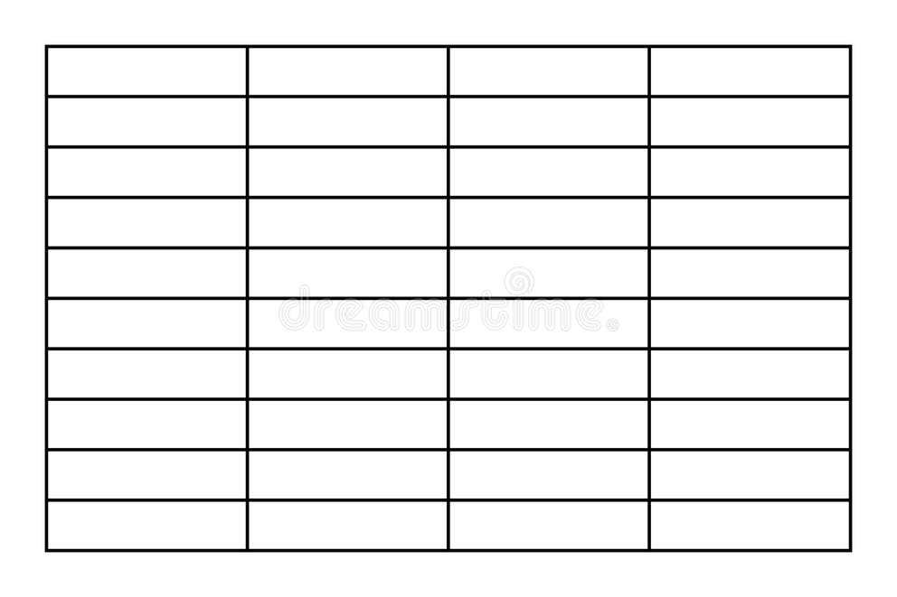 Minimalist Black and White Grid Table with Bold Lines and Empty ...