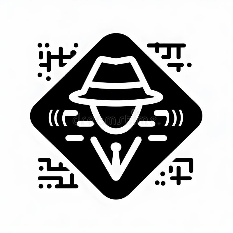 Minimalist Black-and-white Icon of an Anonymous Figure Wearing a Fedora ...