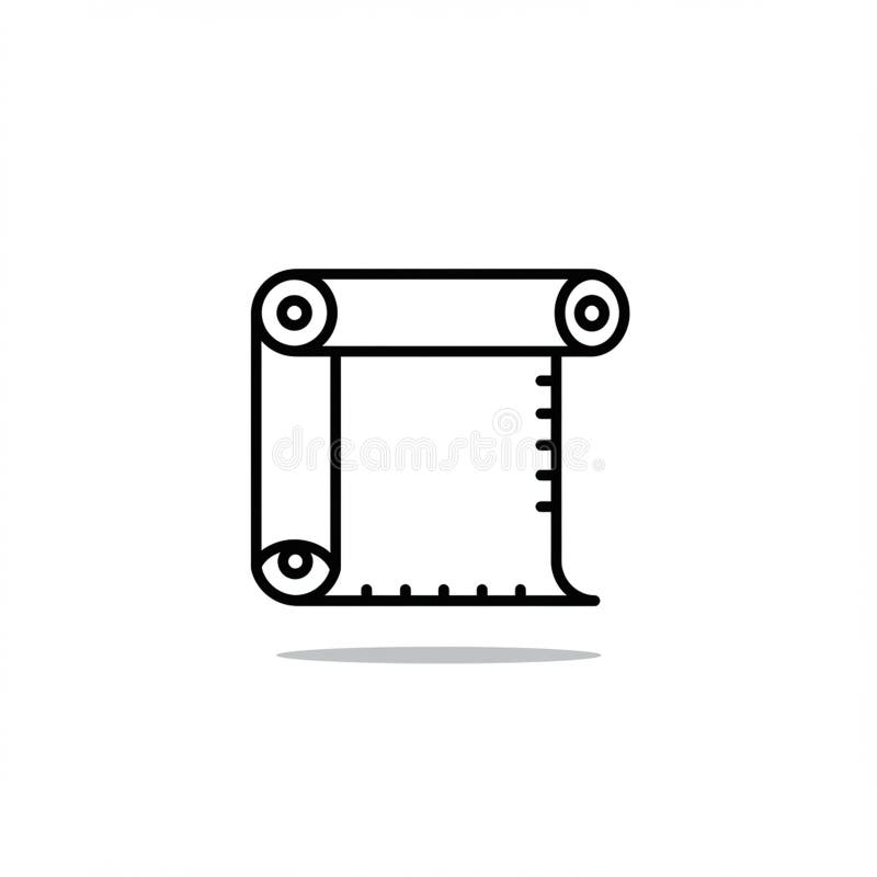 Minimalist Black and White Icon Depicting an Unrolling Scroll or ...