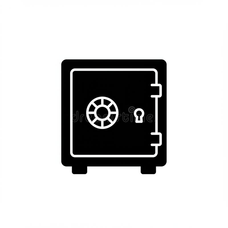 A Minimalist Black and White Icon of a Secure Safe Stock Illustration ...