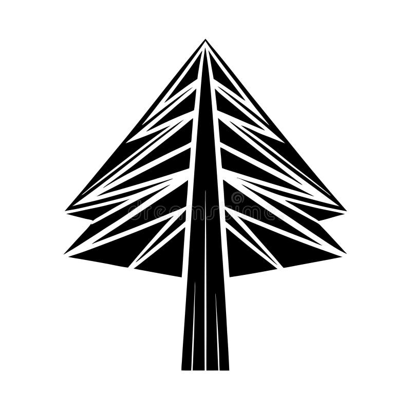 Abstract Geometric Pine Tree Illustration - Black and White Minimalist ...