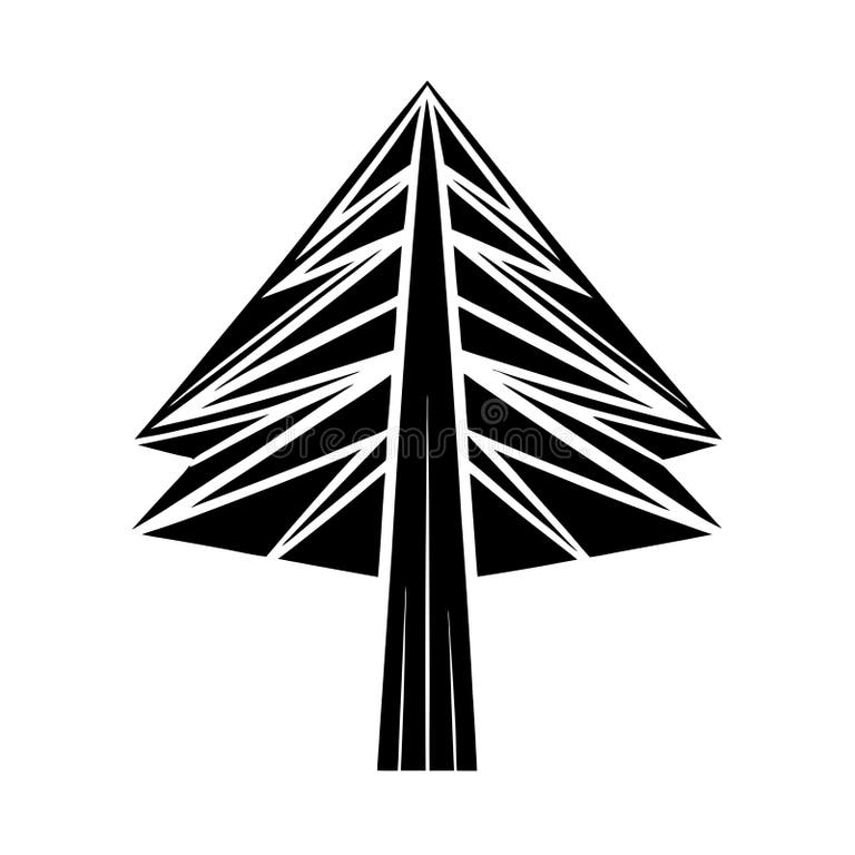 Abstract Geometric Pine Tree Illustration - Black and White Minimalist ...
