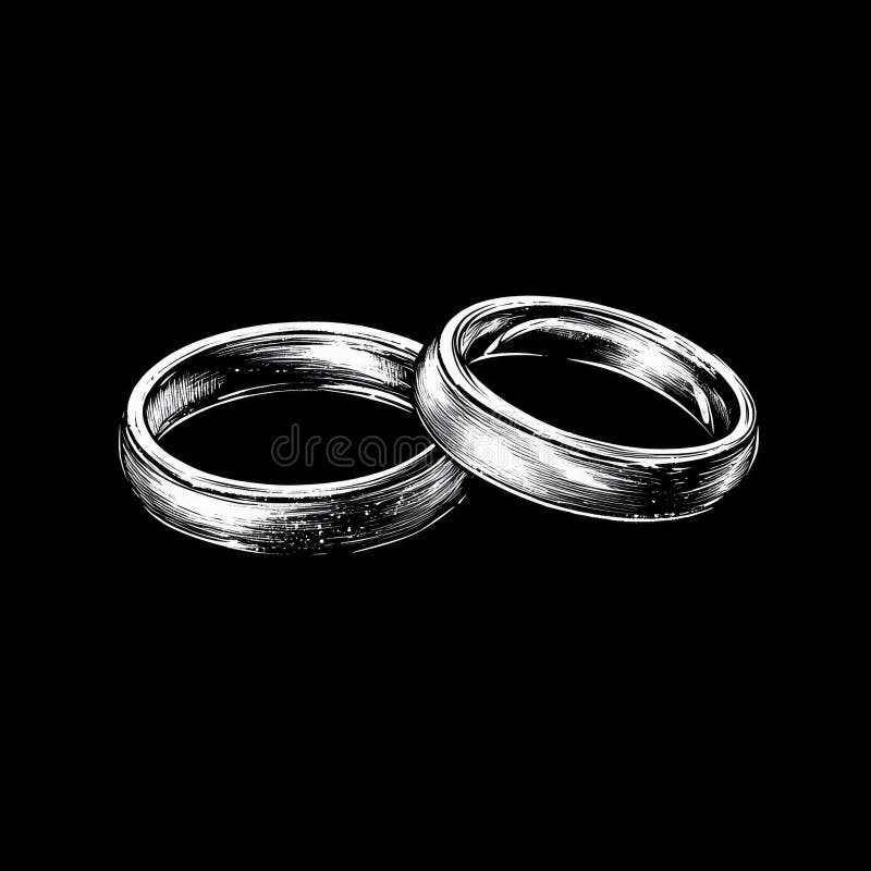 Minimalist Black and White Illustration of Intertwined Wedding Rings ...