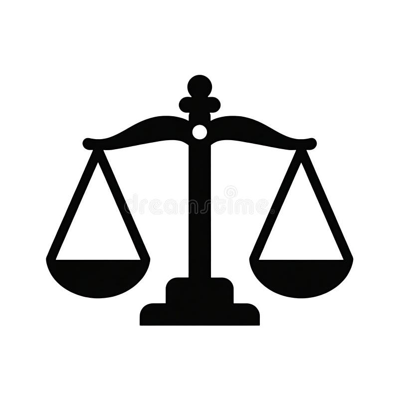 Minimalist Black and White Justice Scale Icon Stock Illustration - Illustration of court ...
