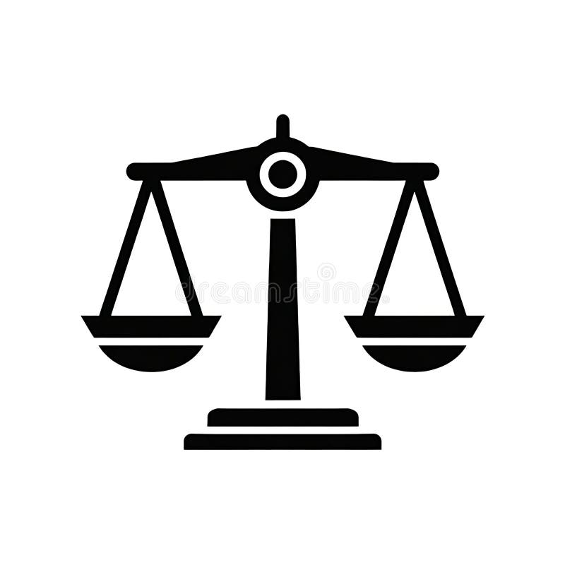 Minimalist Black and White Justice Scale Icon Stock Illustration ...