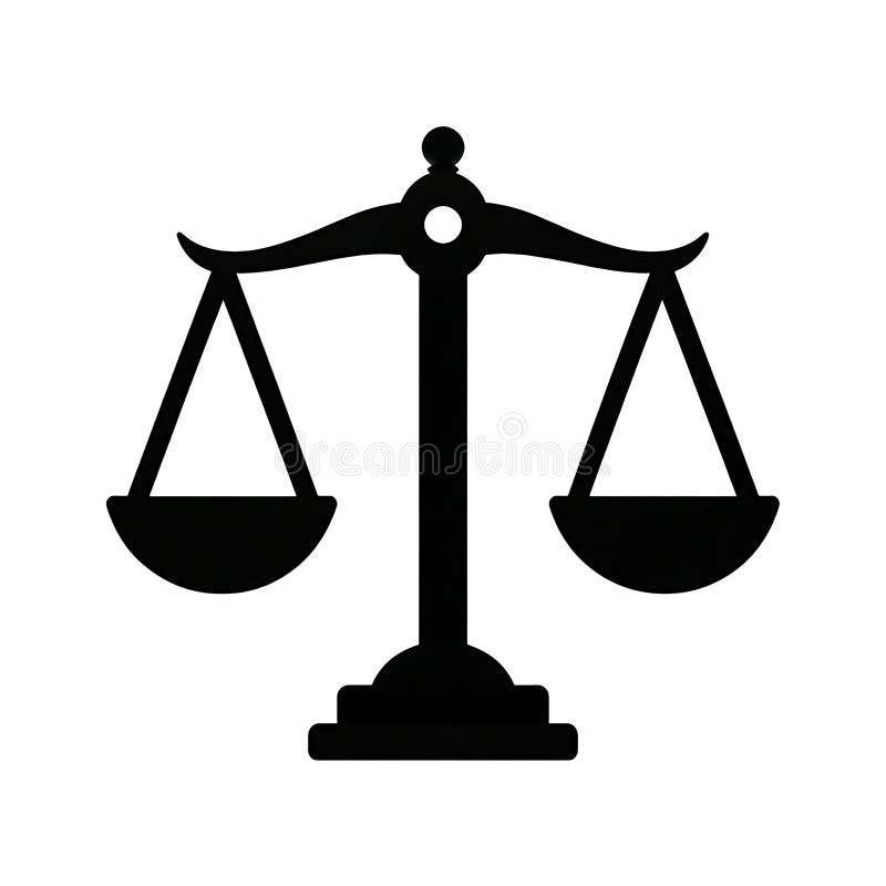 Minimalist Black and White Justice Scale Icon Stock Illustration ...