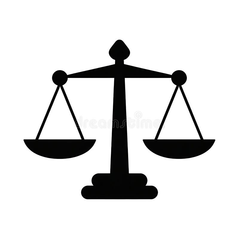 Minimalist Black and White Justice Scale Icon Stock Illustration ...