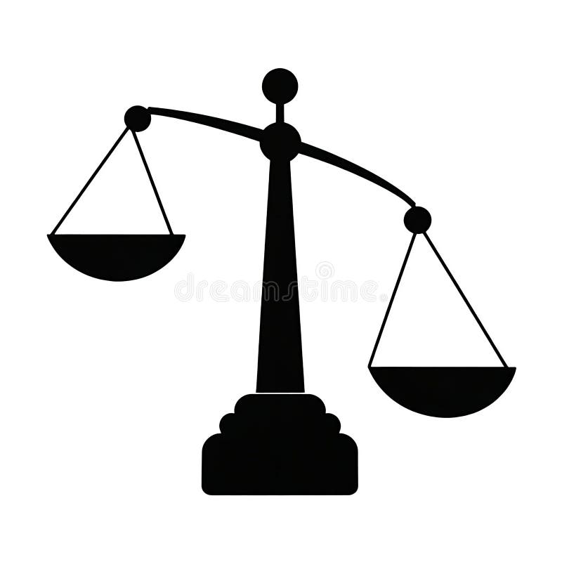 Minimalist Black and White Justice Scale Icon Stock Illustration ...