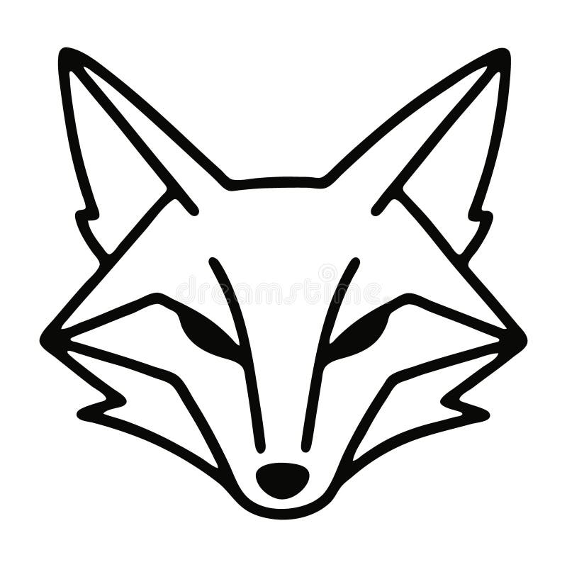 A Minimalist Black and White Line Art Sketch of a Fox Head, Sharp ...