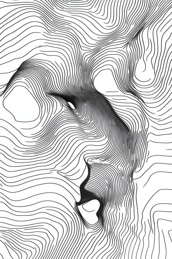 A Minimalist Black and White Line Art Pattern, Featuring Elegant ...