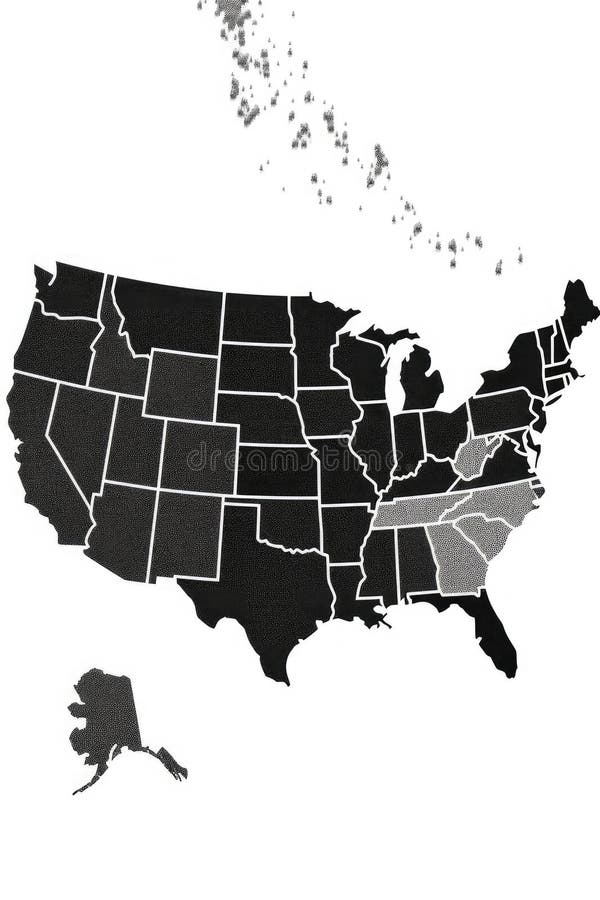 Minimalist Black and White Outline of Usa Map Stock Illustration ...