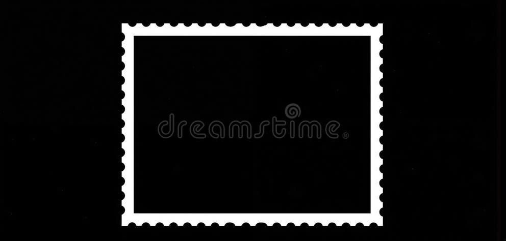 Minimalist Black and White Postage Stamp Frame Visual with Clean Zigzag ...