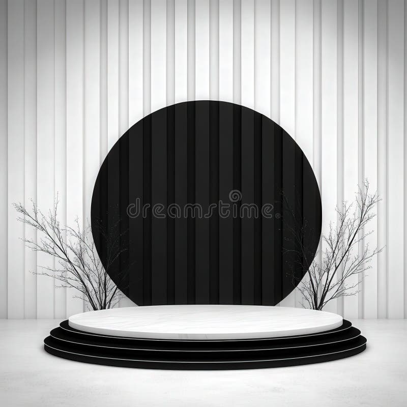 Minimalist Black and White Product Display with Circular Platform ...