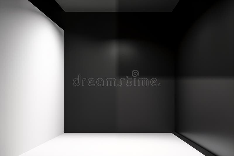 Minimalist Black and White Room Corner with Abstract Geometric Shadows ...