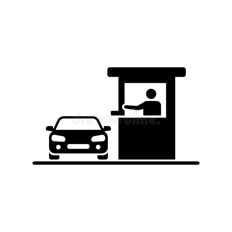 Toll Booth Icon with Car and Attendant Stock Illustration ...