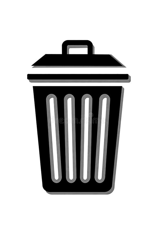 Minimalist Black and White Trash Can Illustration with Three ...