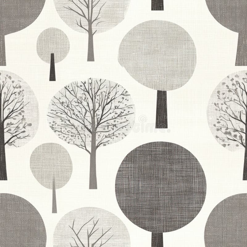 Minimalist Black and White Tree Pattern on Textured Background Stock ...