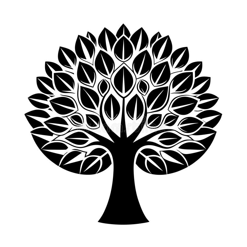 Minimalist Black and White Tree Vector Illustration for Logo and Design ...