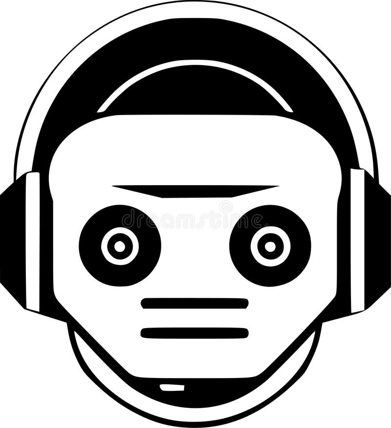 Robot - Black and White Isolated Icon - Vector Illustration Stock ...