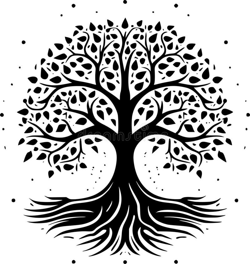 Tree of Life - Black and White Vector Illustration Stock Vector ...