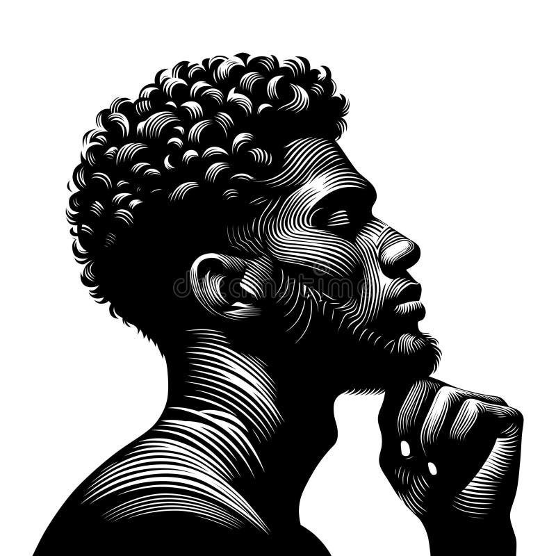 A Minimalist Black and White Vector Silhouette of a Man S Side Profile ...